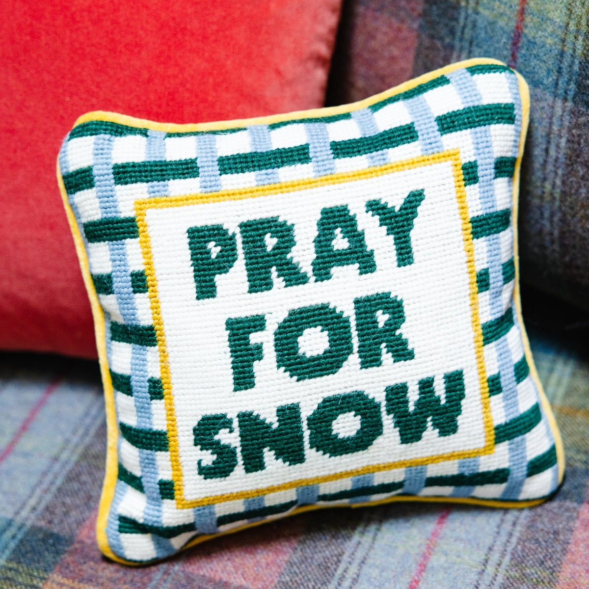 Pray For Snow Needlepoint Pillow – BuddyLove Clothing Label
