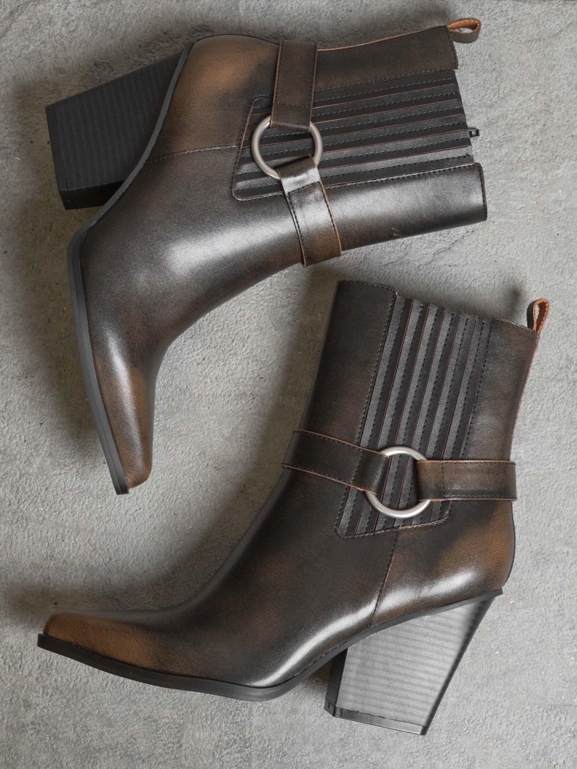 The Carson | Brown Distressed Leather Moto Bootie – BuddyLove Clothing ...
