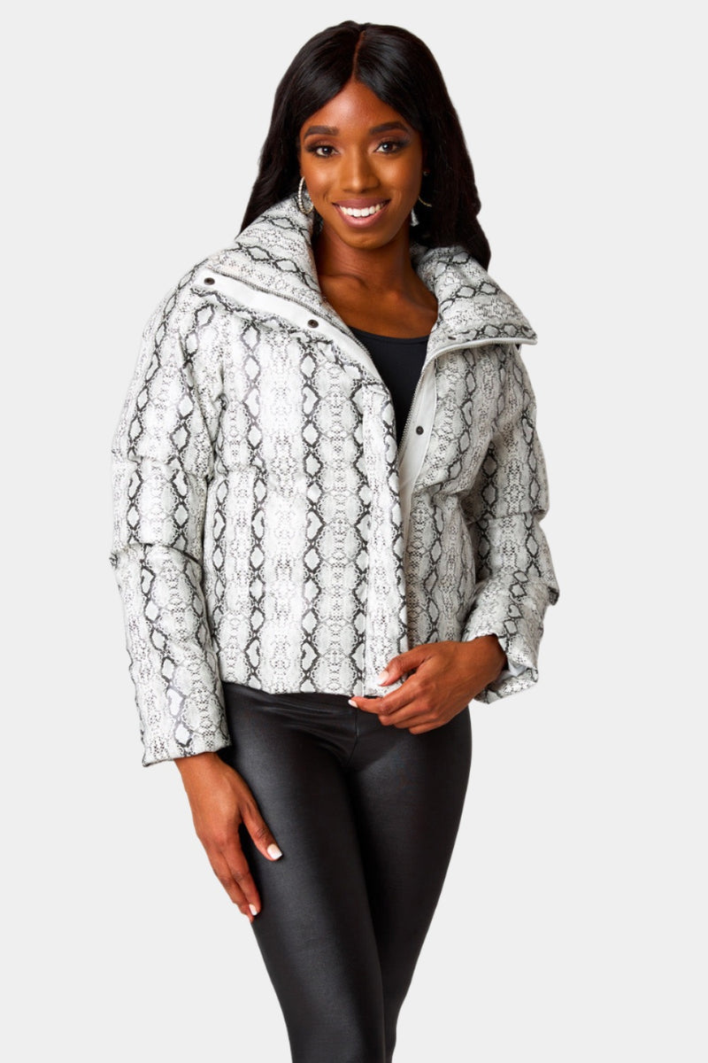 BuddyLove | Addison Puffer Jacket | White Snake – BuddyLove Clothing Label