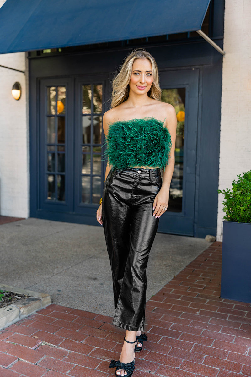 BuddyLove | Fancy Strapless Feather Crop Top | Emerald – BuddyLove ...